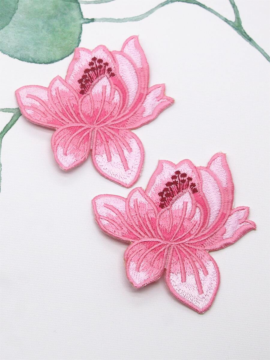 2pcs/set Floral Embroidered Patch Sticker, Polyester Sewing Craft ...