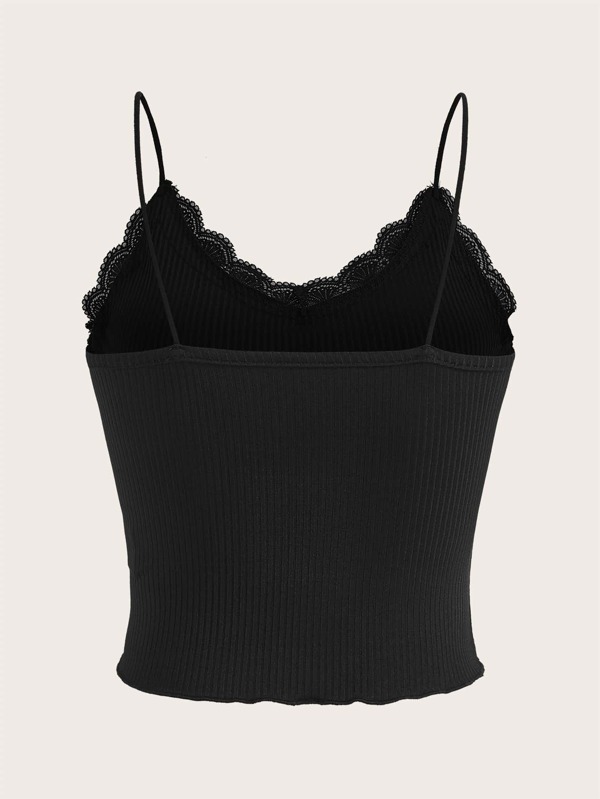 Grunge Punk Contrast Lace Lettuce Trim Cami Top | SHEIN USA