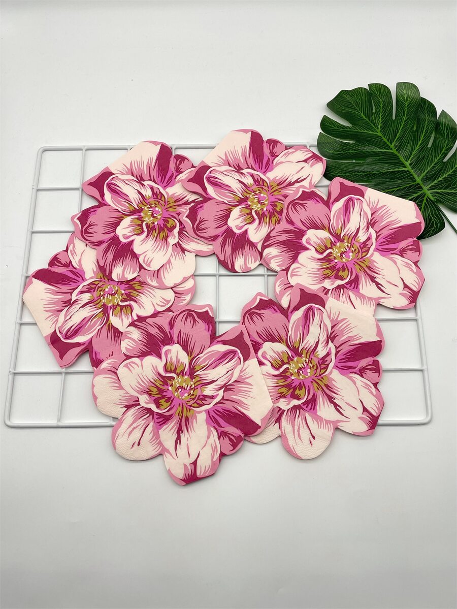 20pcs/Set Paper Disposable Napkin, Floral Pattern Paper Dinner Napkin ...