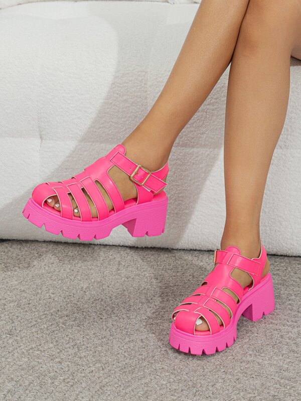 Buckle Decor Platform Wedge Sandals | SHEIN USA