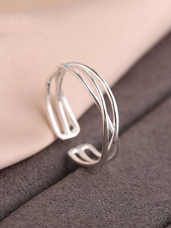 Layered Silver Cuff Ring Gift For Women | SHEIN USA