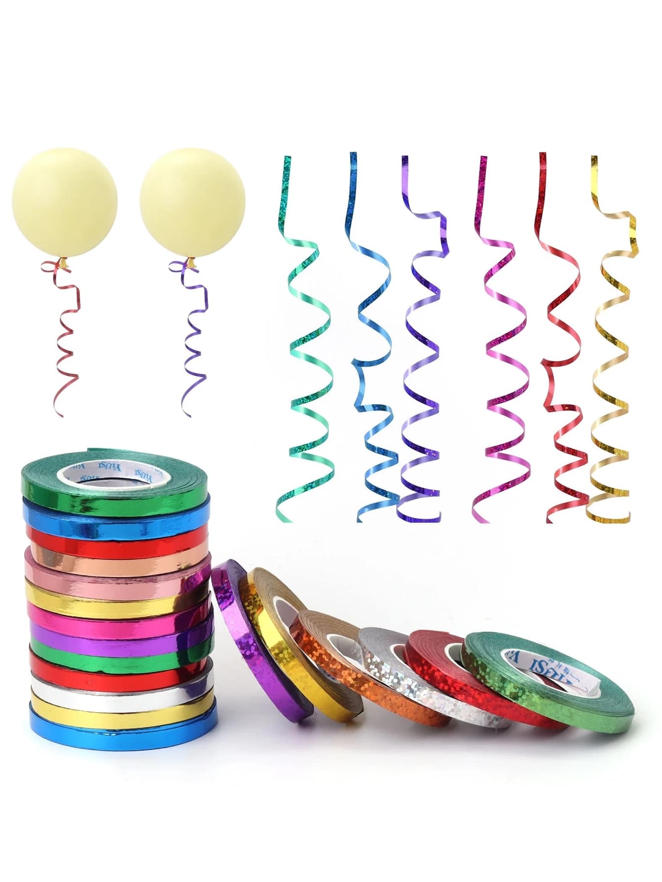 10m 1/10Pcs Laser Ribbon Balloon Birthday Party Decor Birthday Party ...