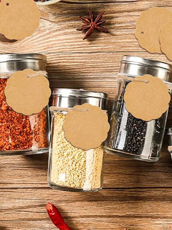 50pcs/set Paper Wrapping Tag With Hemp Rope, Flower Shaped Label For ...