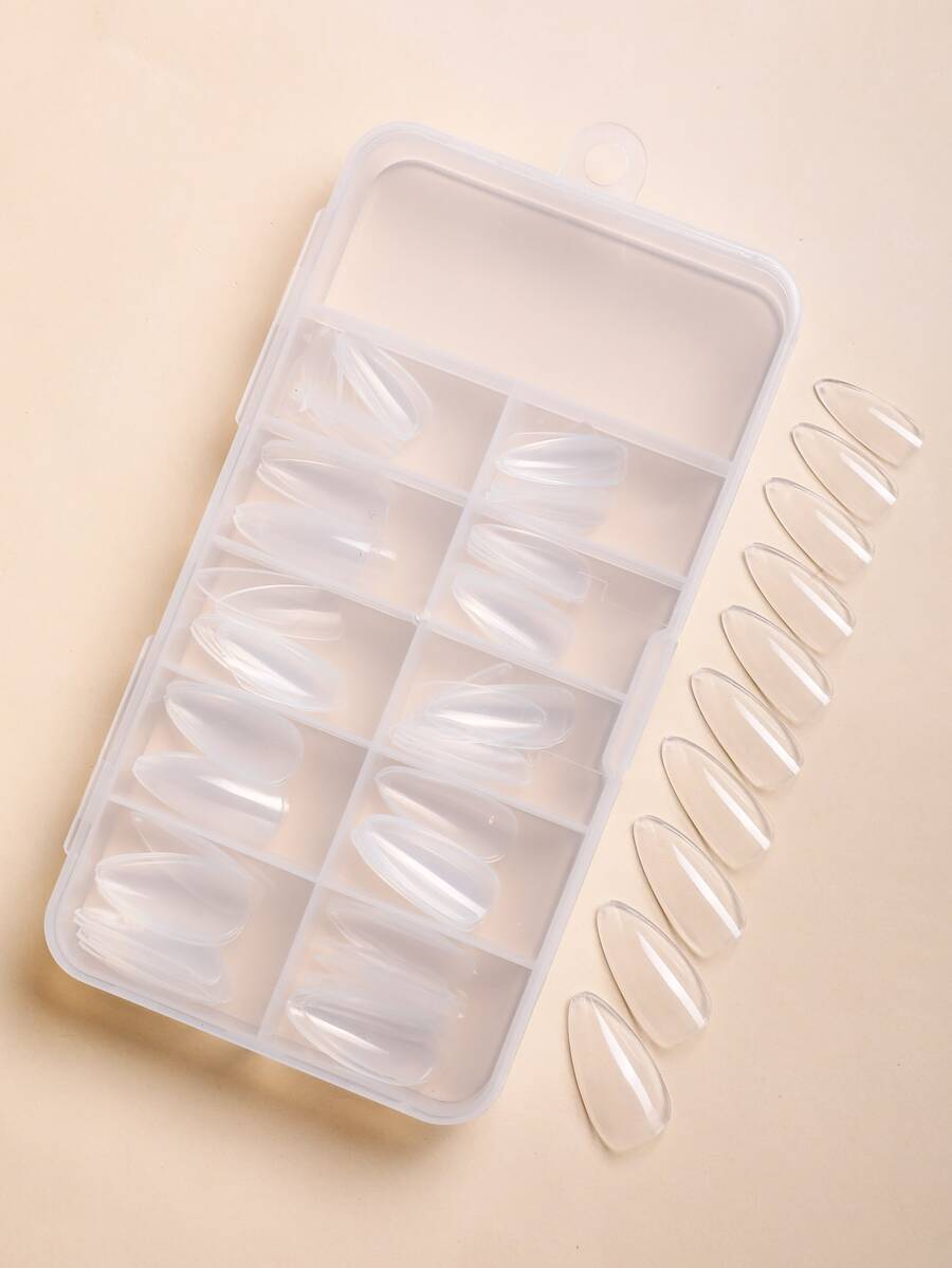 Upgrade Your Look With 1box Long Almond Transparent Clear Fake Nail For ...