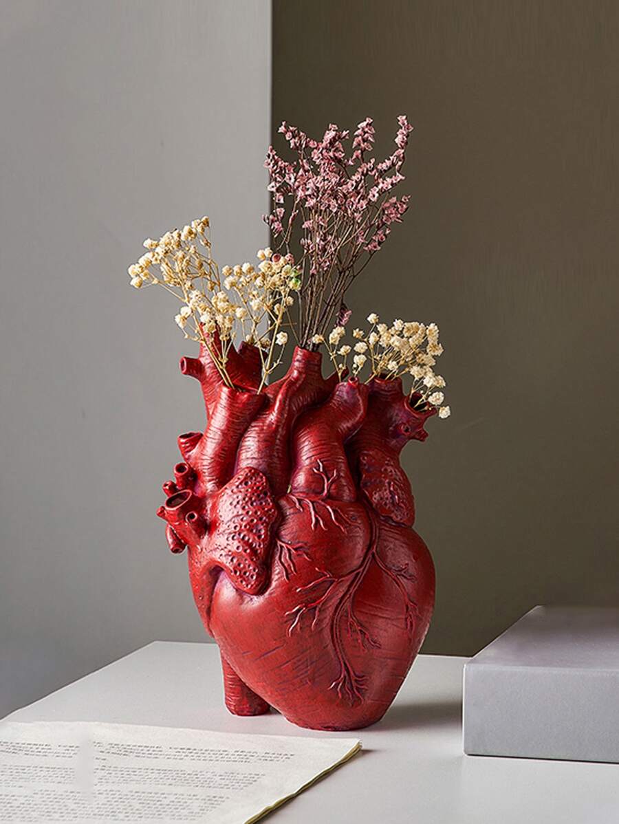 1pc Polyresin Flower Vase, Creative Heart Organ Design Vase For Flower ...