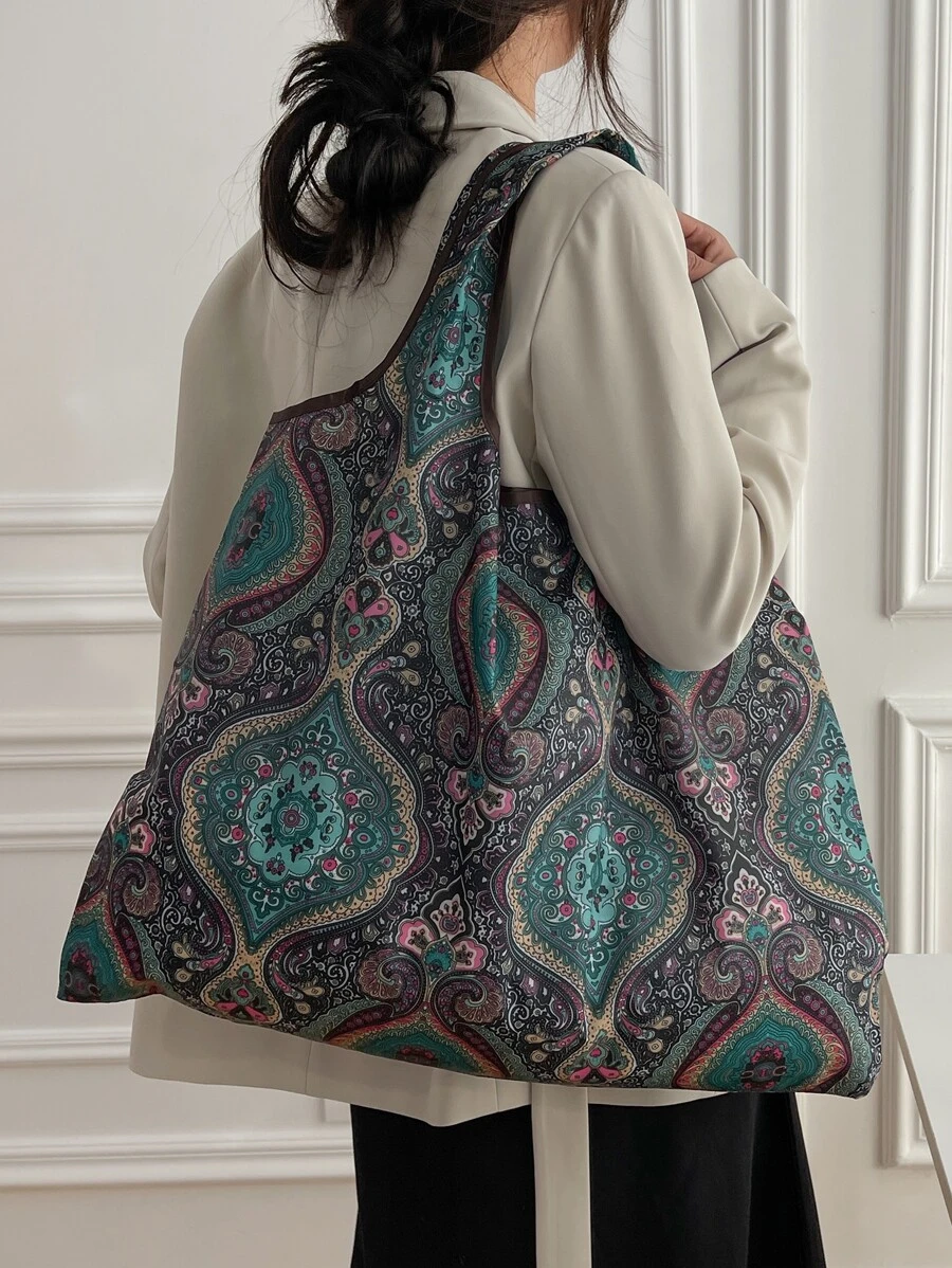 padrão de paisley Saco de compras grande Bolsa de ombro | SHEIN Brasil