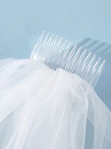 1pc White Solid Double Layer Bridal Veil Short Veil Wedding Accessories ...