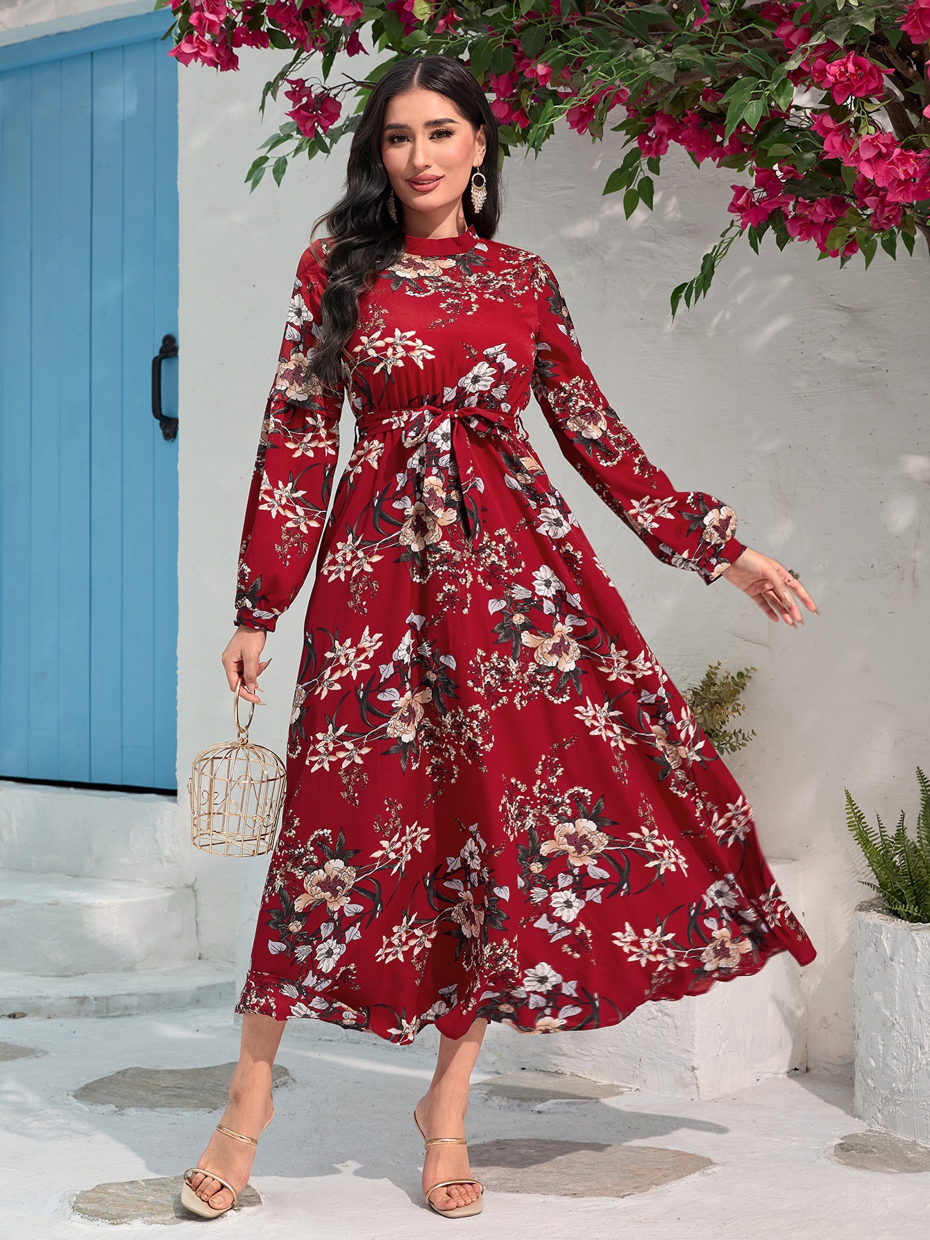 SHEIN Mulvari Floral Print Belted Dress | SHEIN USA