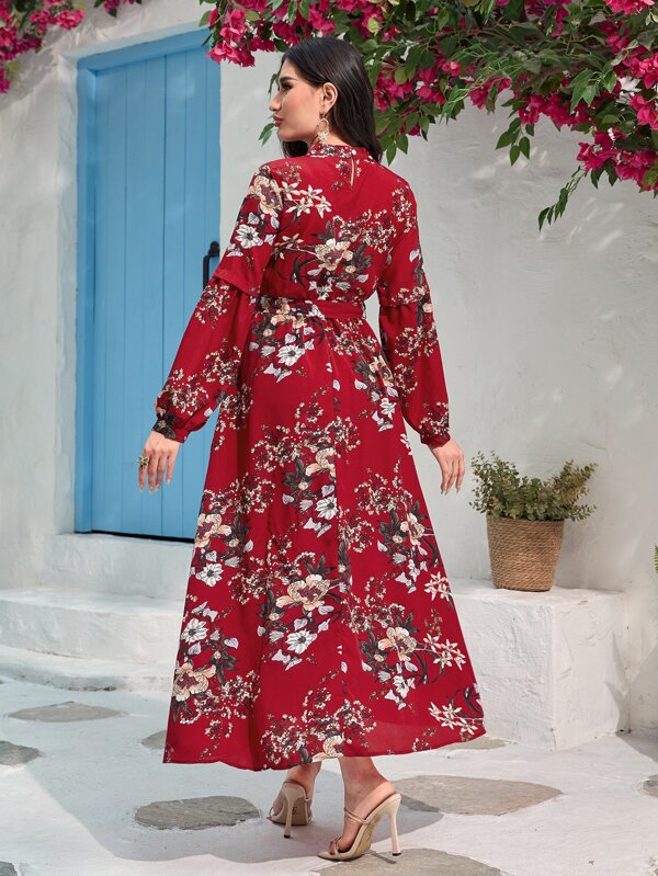 SHEIN Mulvari Floral Print Belted Dress | SHEIN USA