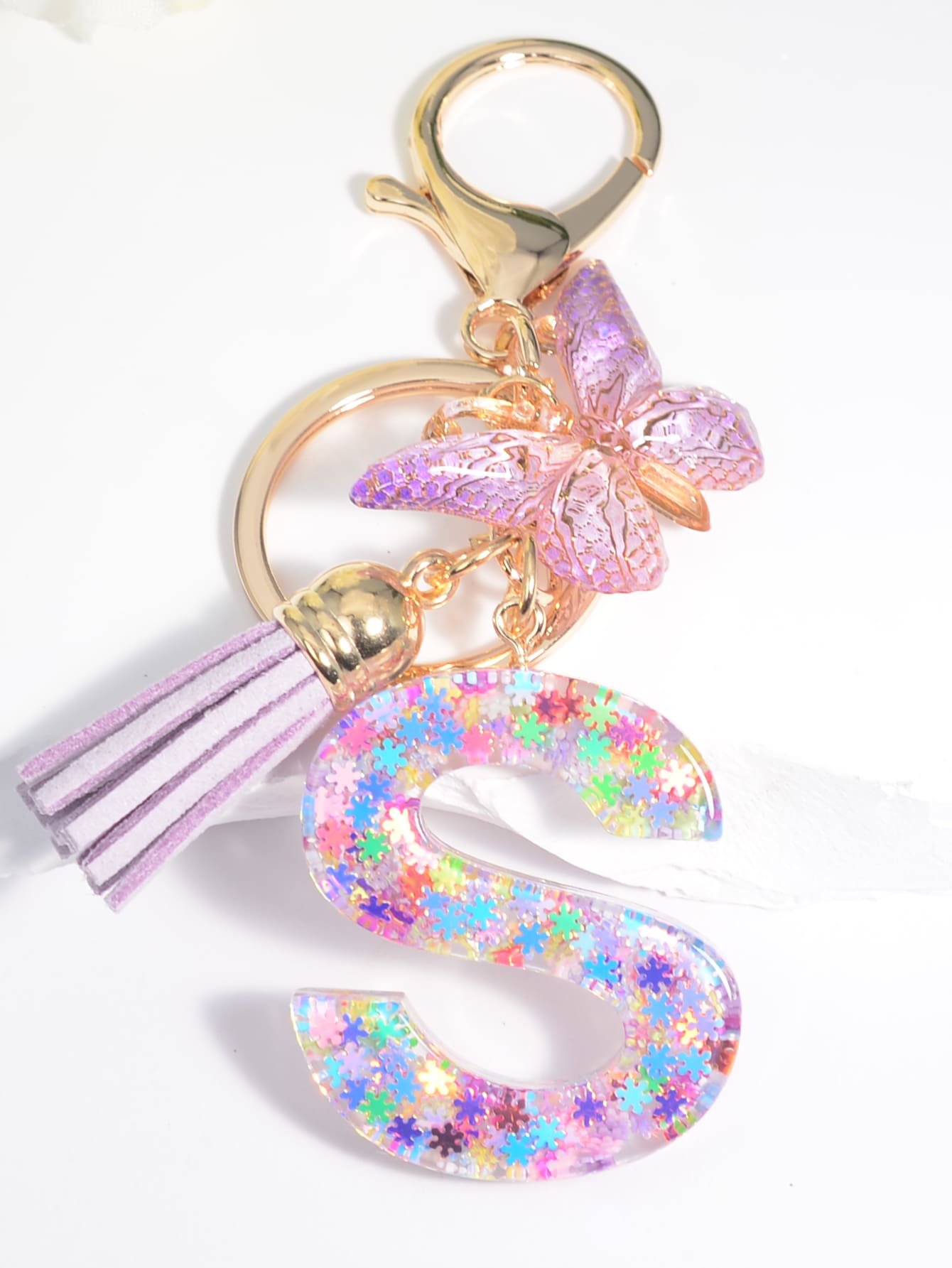 Butterfly & Letter Charm Keychain | SHEIN USA