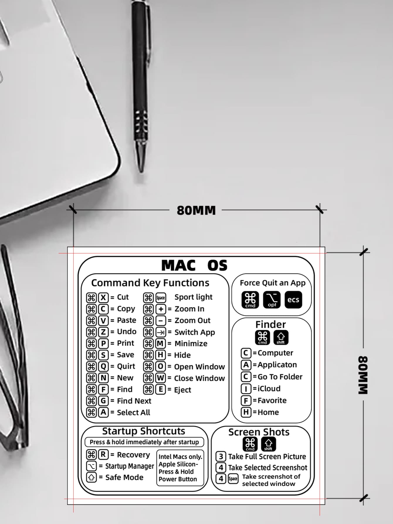 1sheet Shortcut Sticker Compatible With MacBook Keyboard | SHEIN USA
