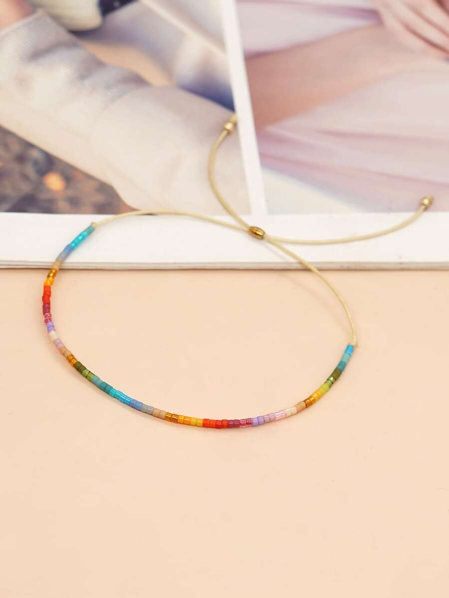 Color Block Bead Decor Bracelet | SHEIN USA