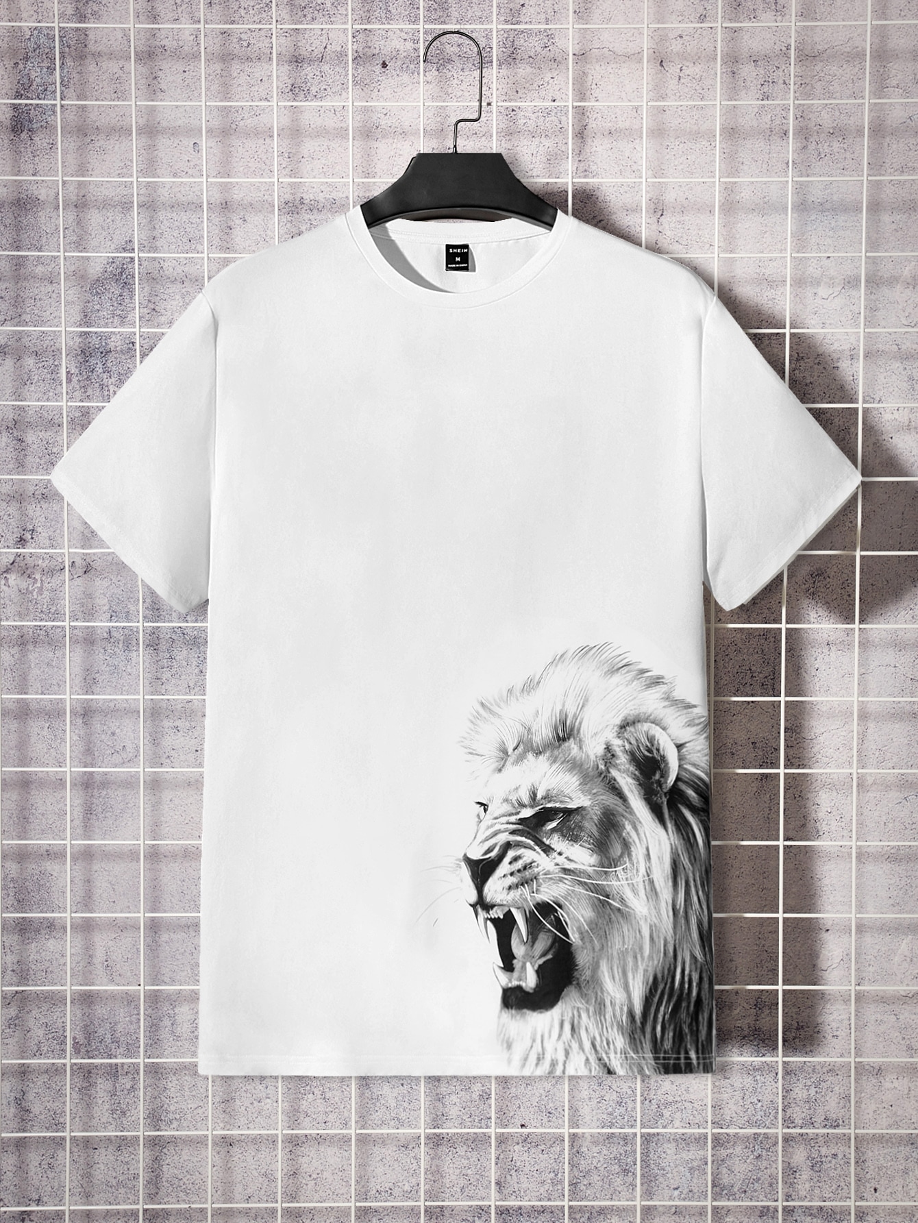 SHEIN Hombres Camiseta con estampado de león