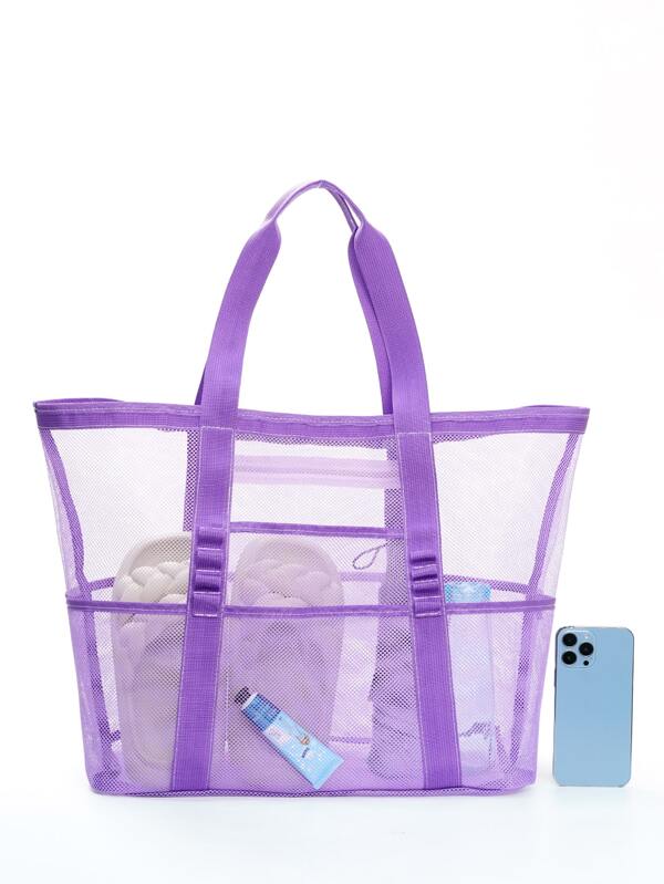 Hollow Polyester Mesh Beach Bag Large Capacity Travel Washing Bag ...