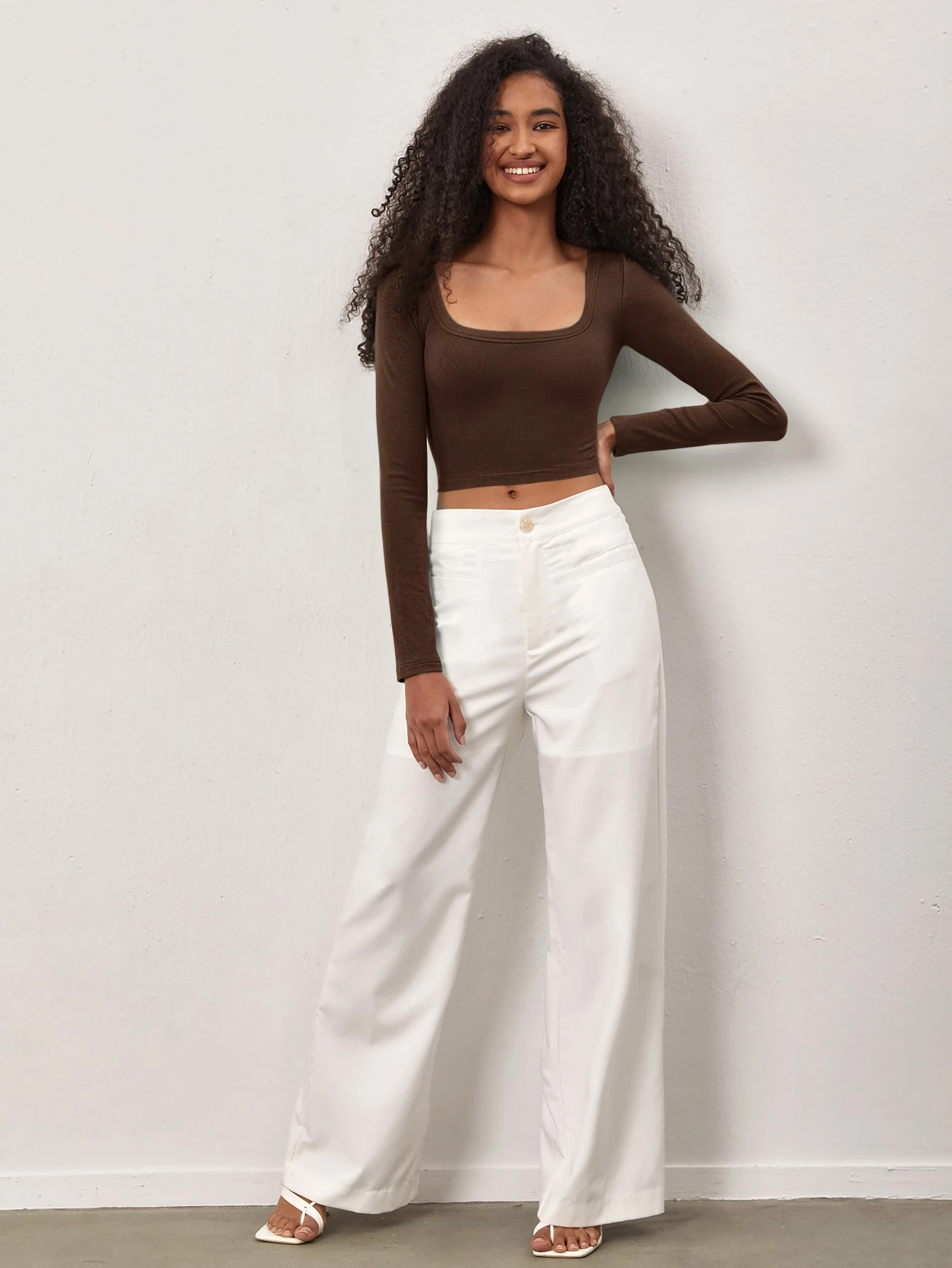 SHEIN BASICS Scoop Neck Crop Tee | SHEIN USA