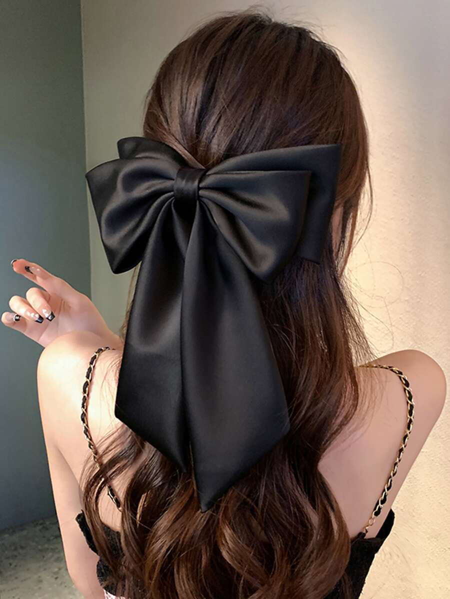 Bow Decor Hair Clip For Daily Use For Girls Hairstyles Casual Cute ...