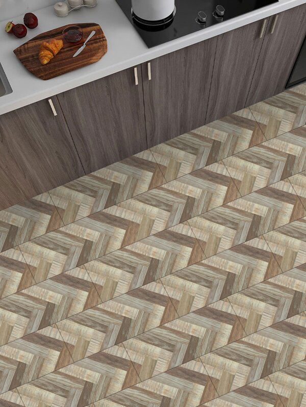 2pcs/set PVC Floor Sticker, Wooden Pattern Waterproof Peel Stick Floor ...