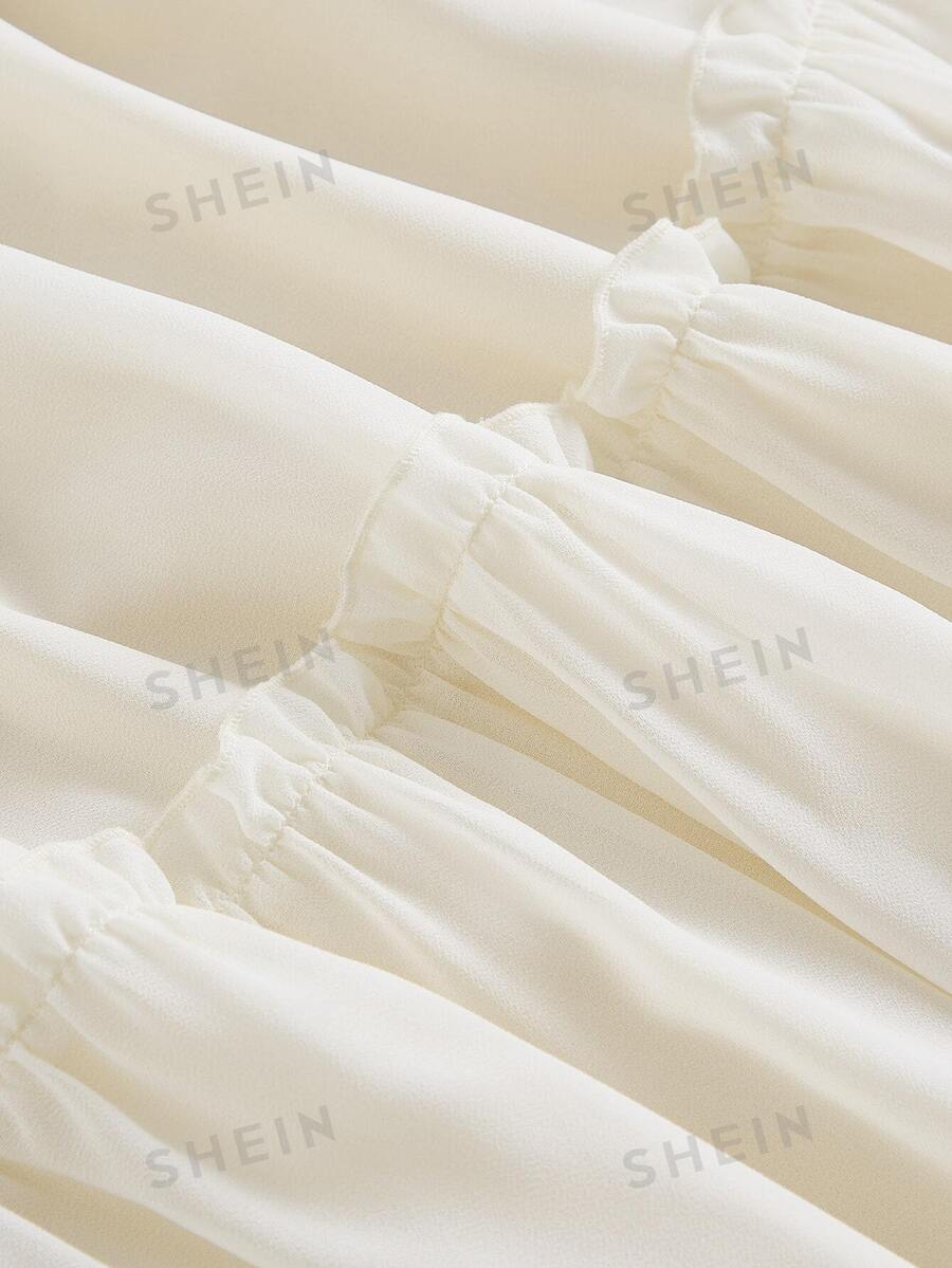 SHEIN MOD Ruffle Skirt Boho Long Skirt Break Paperbag Waist Frill Trim ...