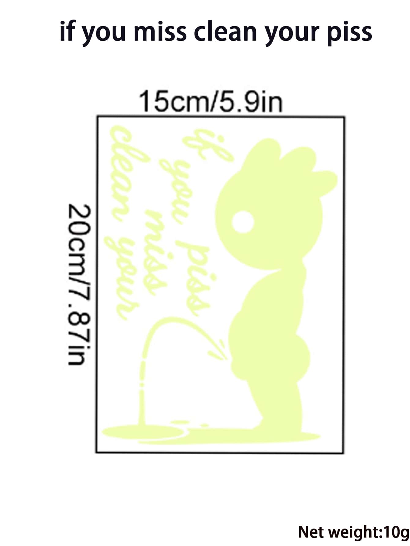 1pc Pvc Toilet Lid Decal Cartoon And Slogan Graphic Glow In The Dark