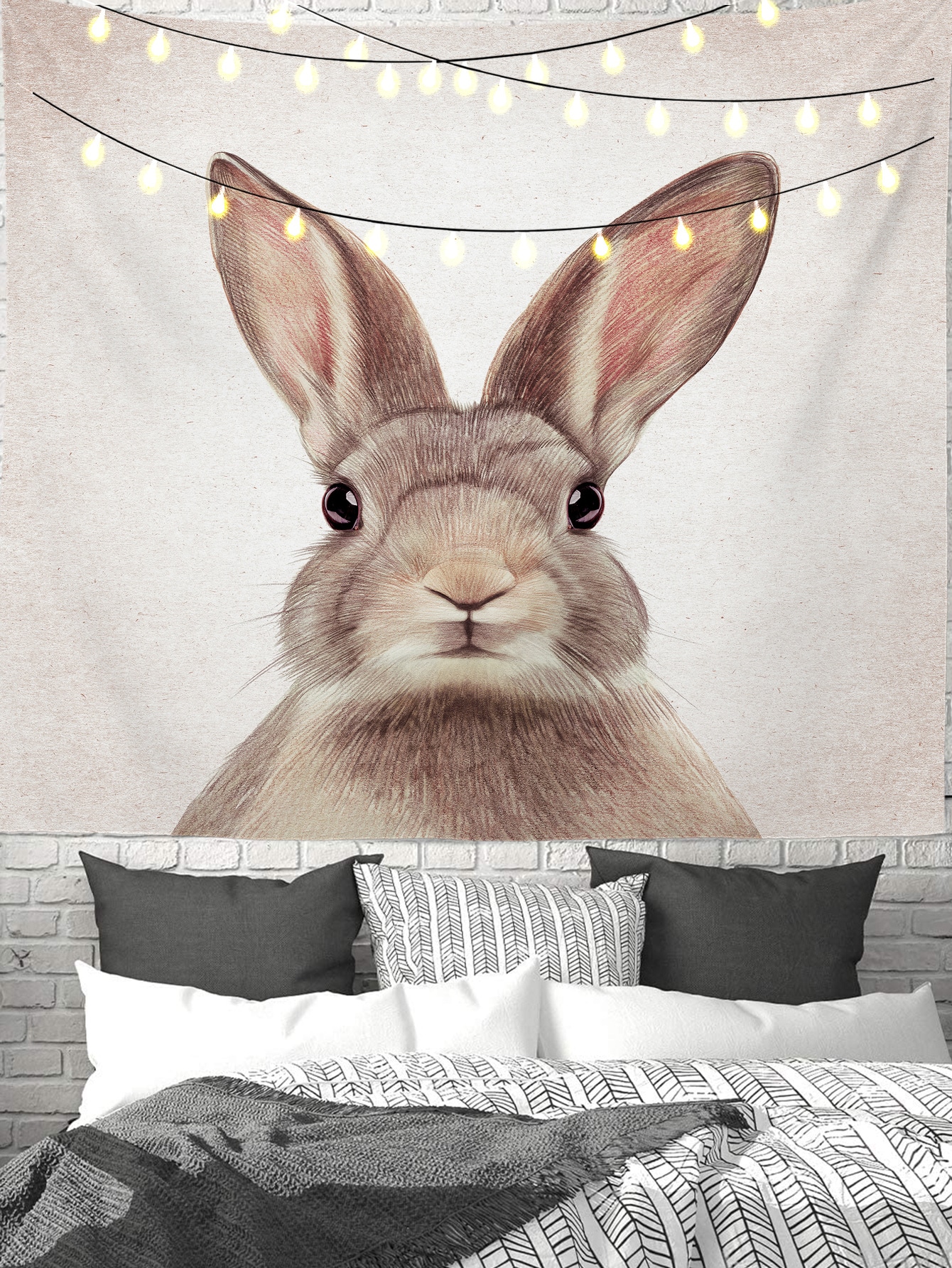 1pc Rabbit Pattern Tapestry, Cute Fabric Tapestries Poster Wall Hanging ...