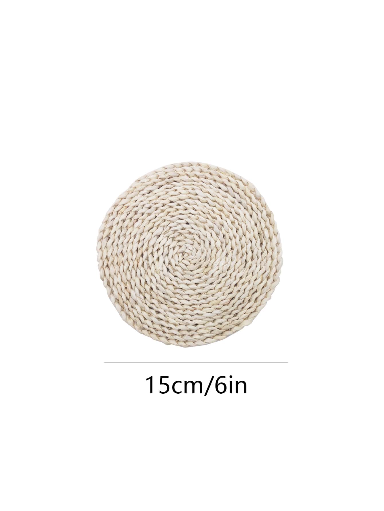 1pc Beige Placemat, Modern Maize-shuck Woven Round Table Mat For Dining ...