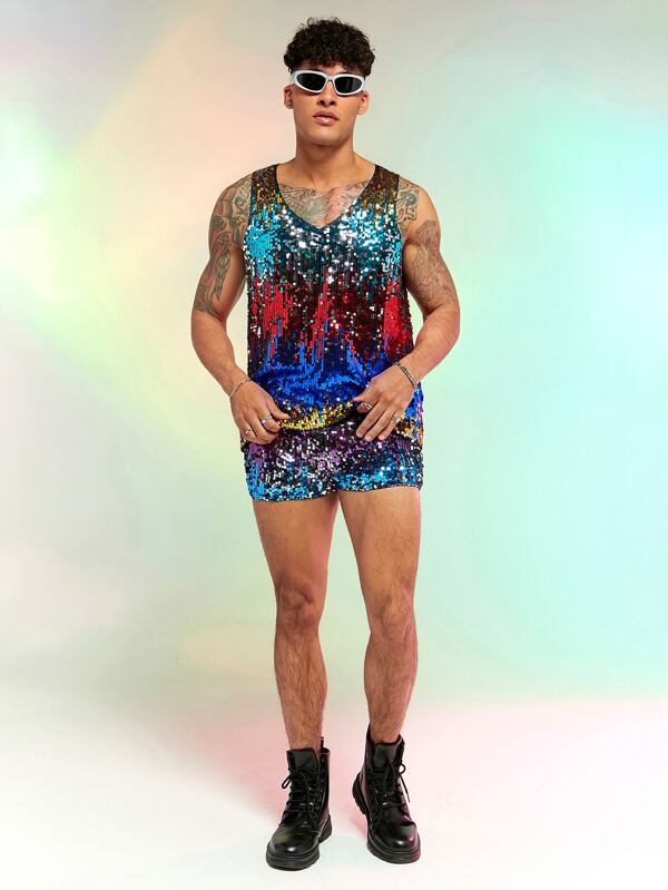 Manfinity Fever City Men Slant Pocket Sequin Shorts | SHEIN USA