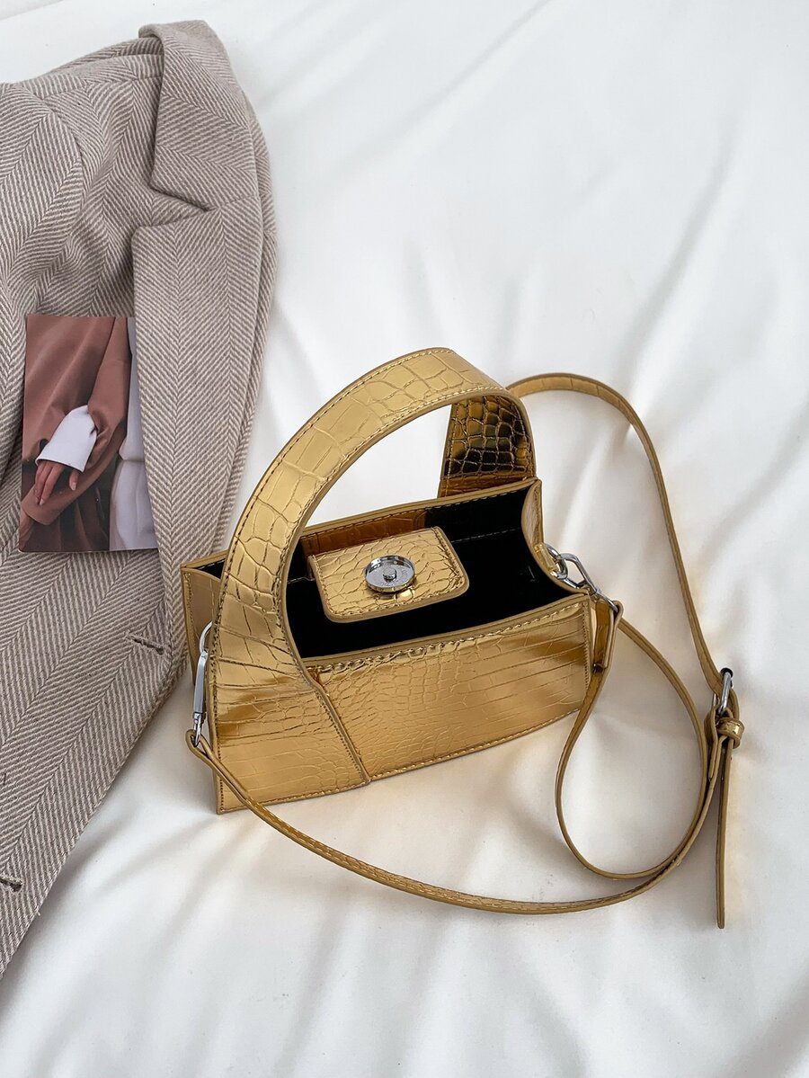 Mini Metallic Crocodile Embossed Square Bag, Funky, Punk & Bag For ...