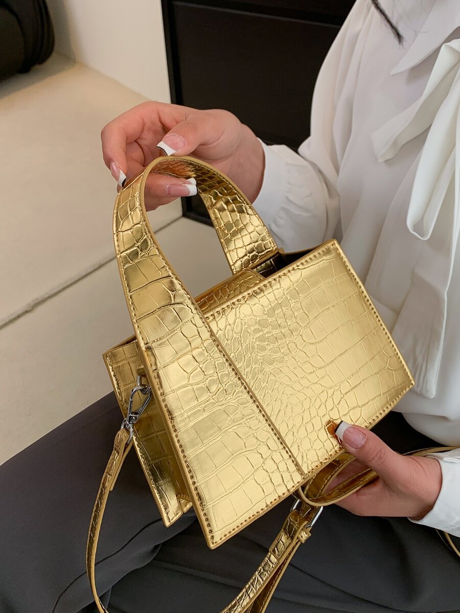 Mini Metallic Crocodile Embossed Square Bag, Funky, Punk & Bag For ...