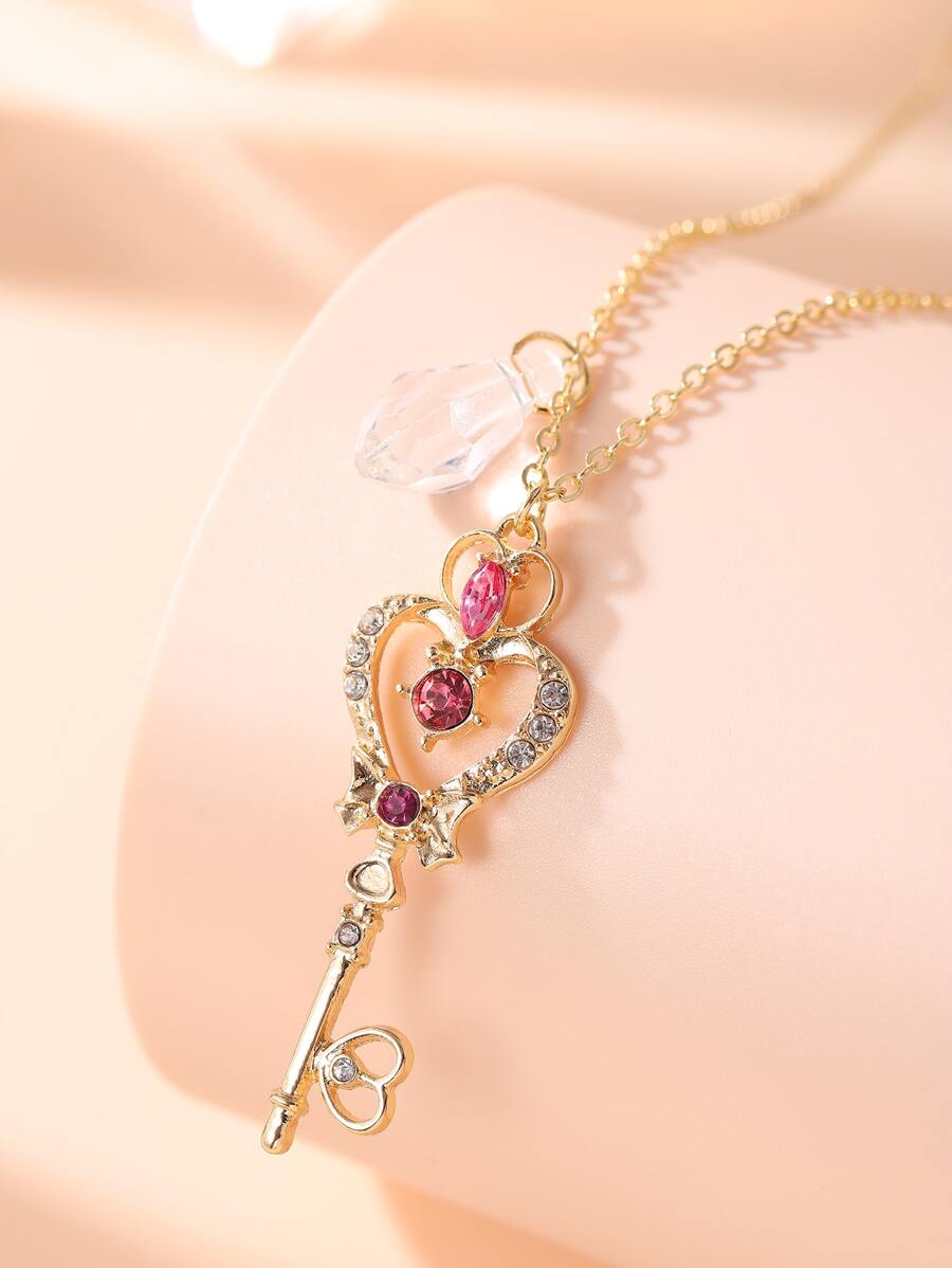 Rhinestone Decor Key Charm Necklace | SHEIN USA