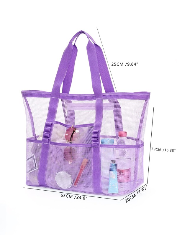 Hollow Polyester Mesh Beach Bag Large Capacity Travel Washing Bag ...