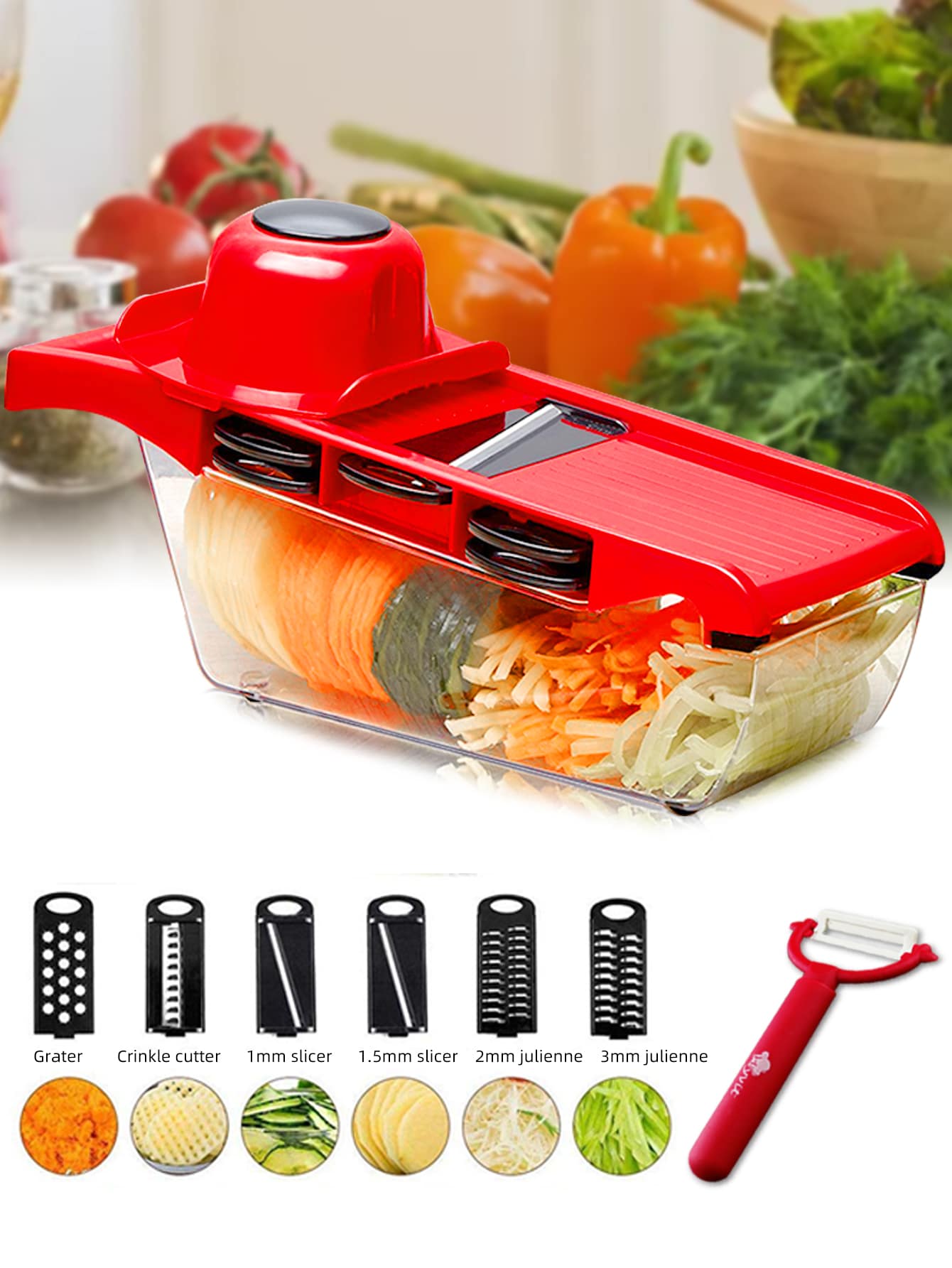 1 pieza Rayador de verdura de plástico vegetal multifuncional para cocina