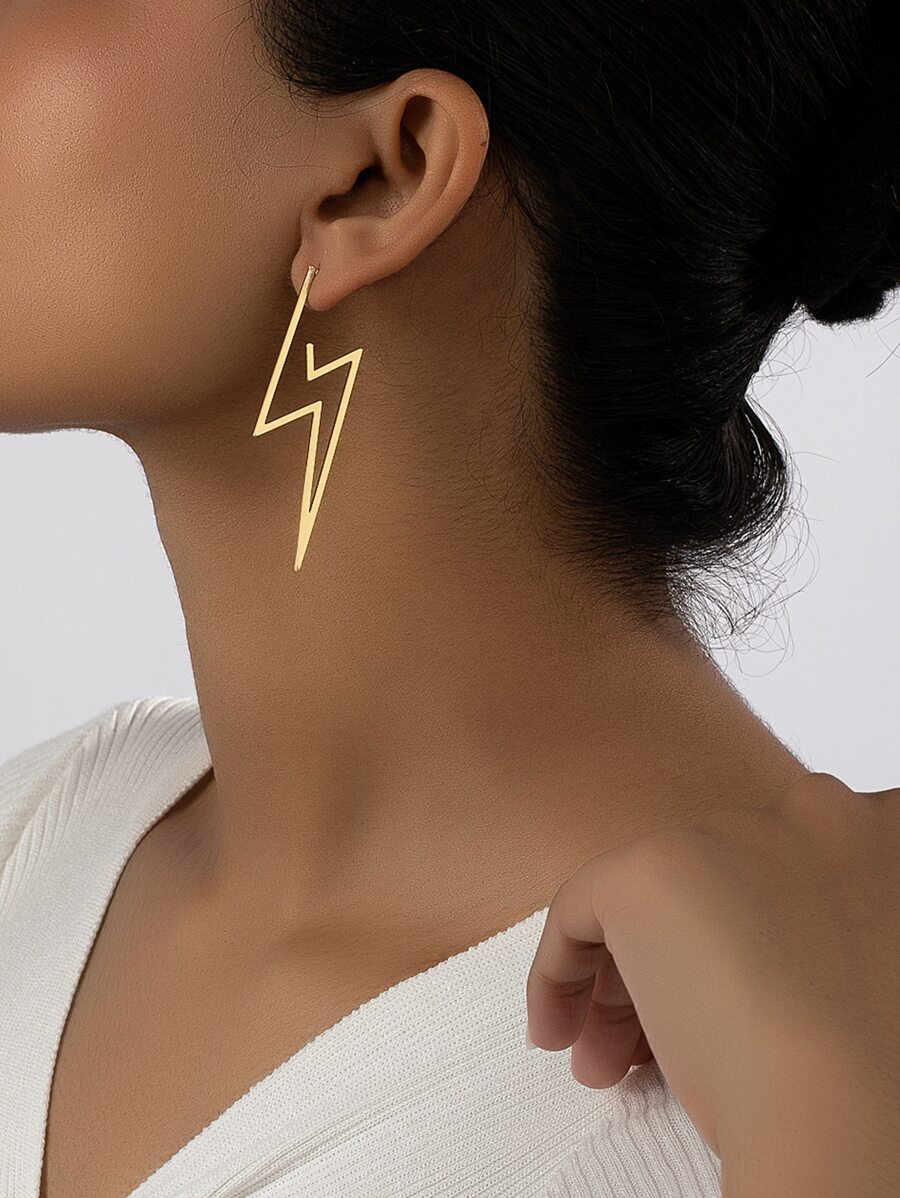 Lightning Design Hoop Earrings | SHEIN UK