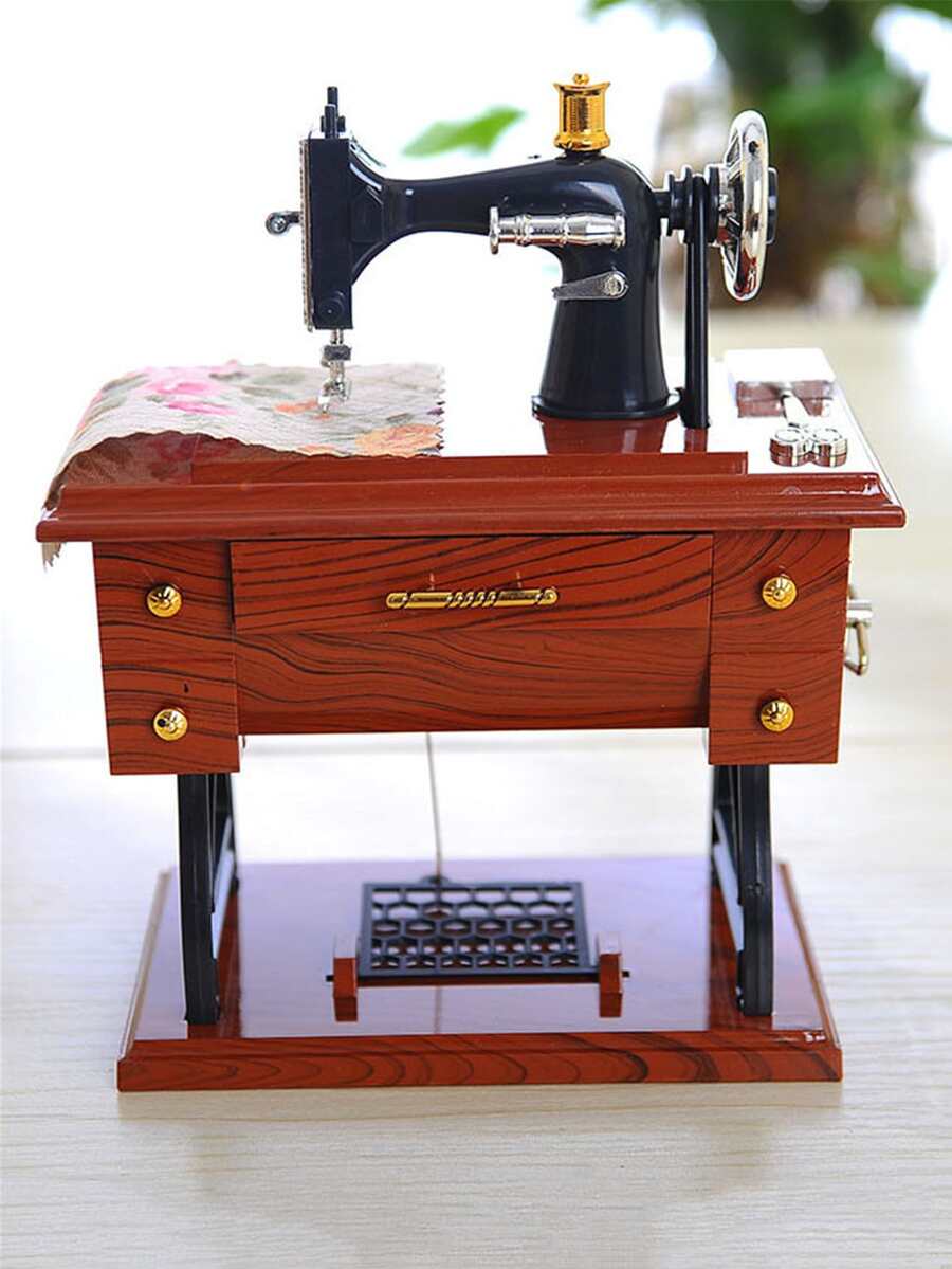 1pc Mini Plastic Music Box, Creative Brown Sewing Machine Design Eight ...