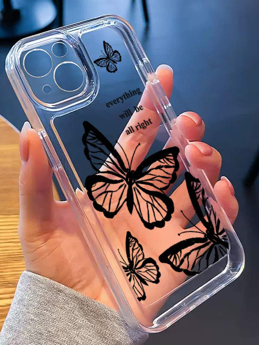 Butterfly Pattern Clear Phone Case | SHEIN USA