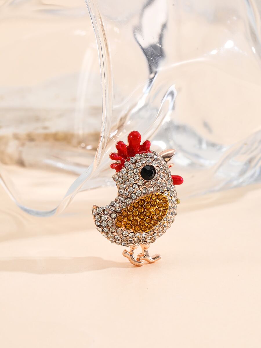 Rhinestone Chicken Design Brooch | SHEIN Singapore