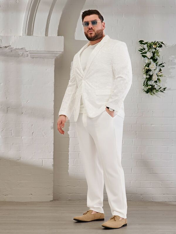 SHEIN Extended Sizes Men Single Breasted Blazer & Suit Pants | SHEIN EUR
