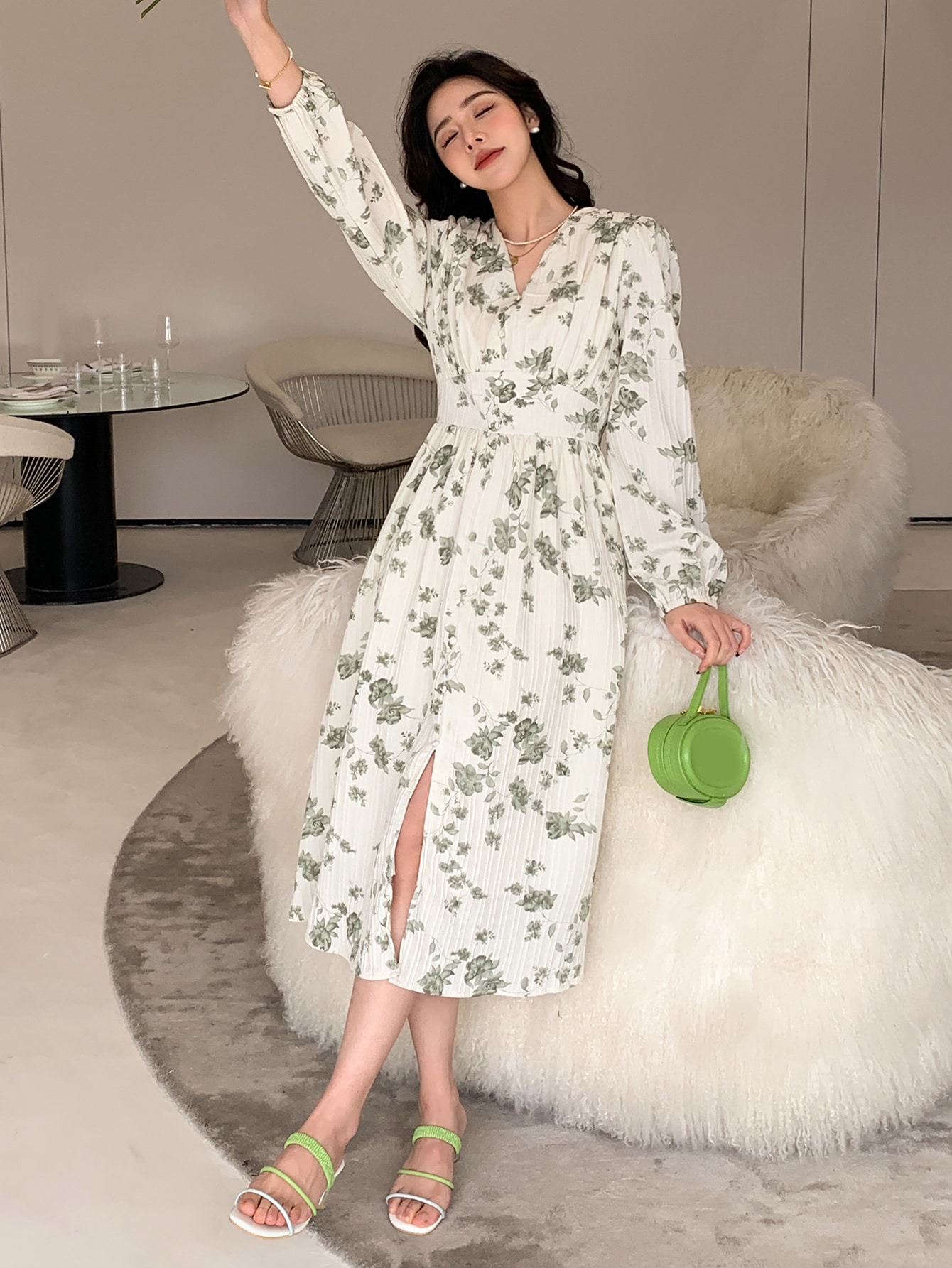 DAZY Floral Print Button Front Dress | SHEIN USA