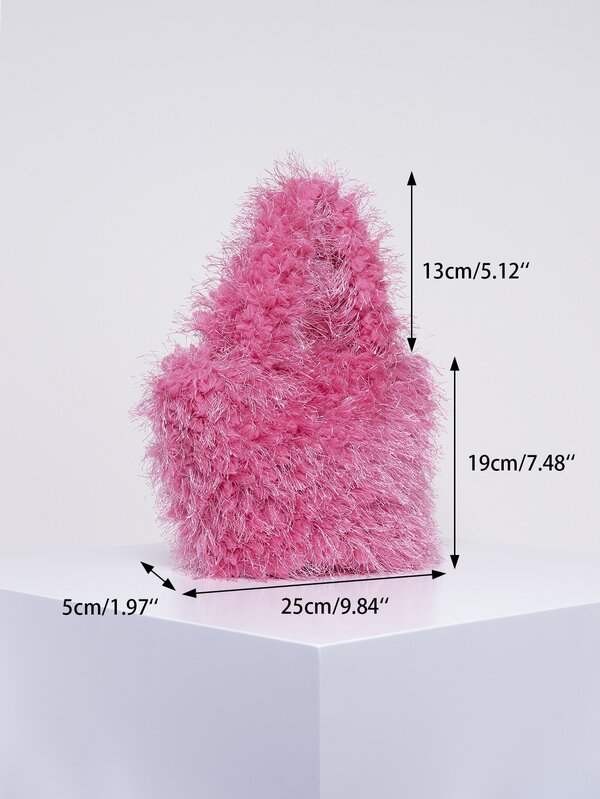 Fuzzy, Soft, Plush Neon Pink Fluffy Satchel Bag pink For Girls, Women ...