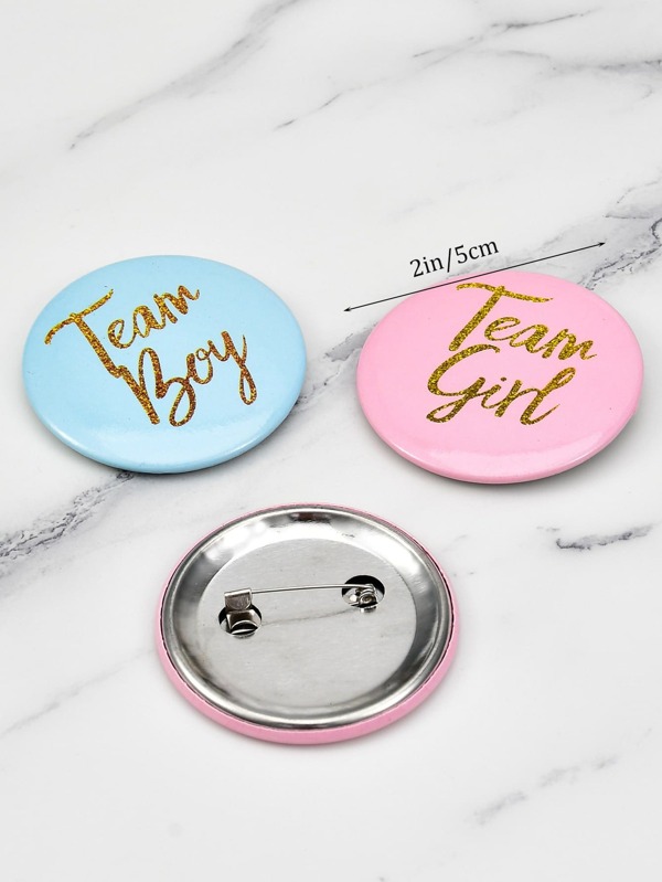 20pcs Metallic Letter Graphic Badge, Round Stainless Steel Party Badge ...