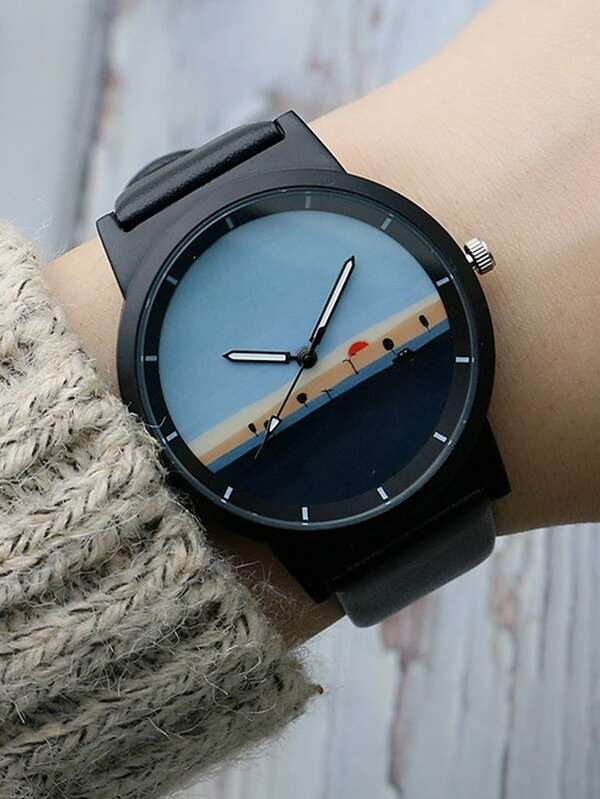 Men Landscape Print Dial Quartz Watch | SHEIN USA