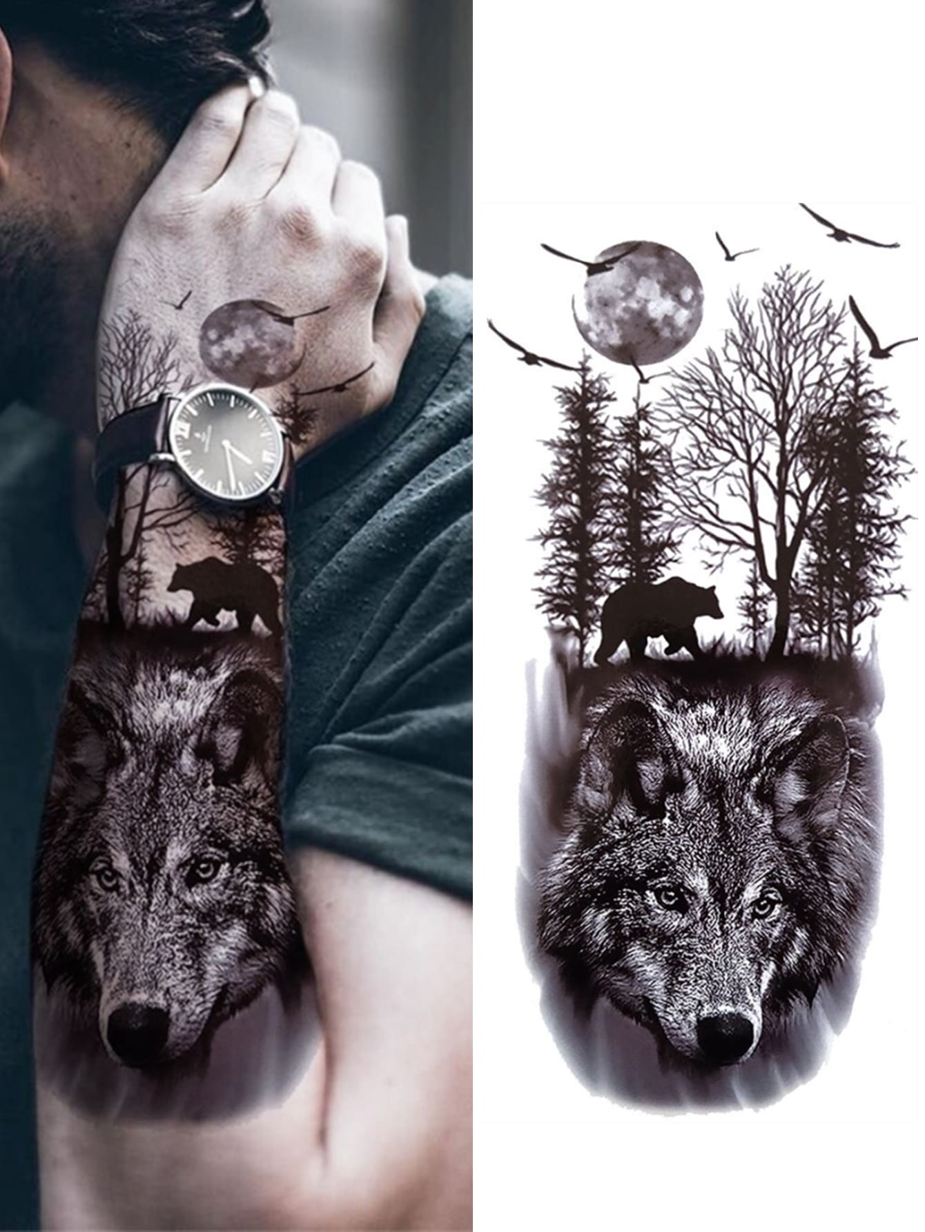 1pc Wolf Waterproof Temporary Tattoo Sticker, Long Lasting | SHEIN USA
