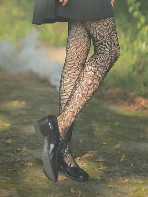 Spider Web Pattern Fishnet Tights | SHEIN UK