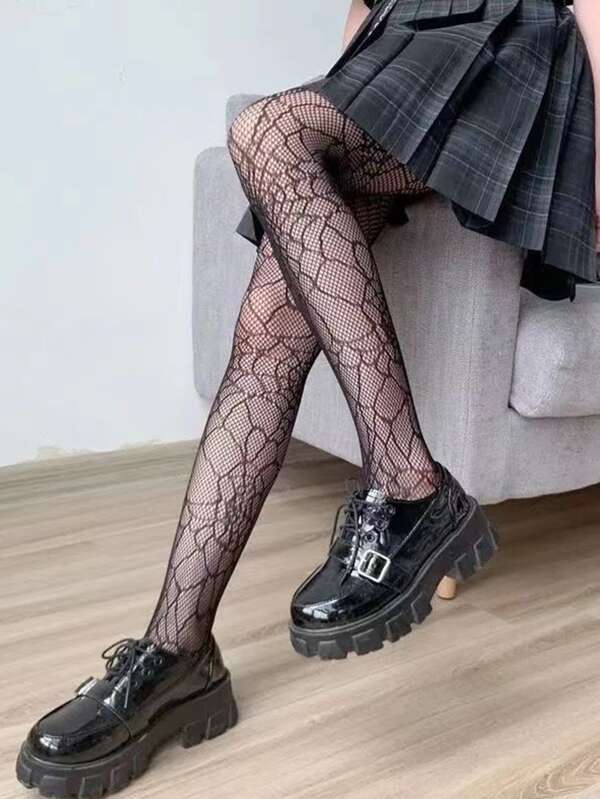 Spider Web Pattern Fishnet Tights | SHEIN UK