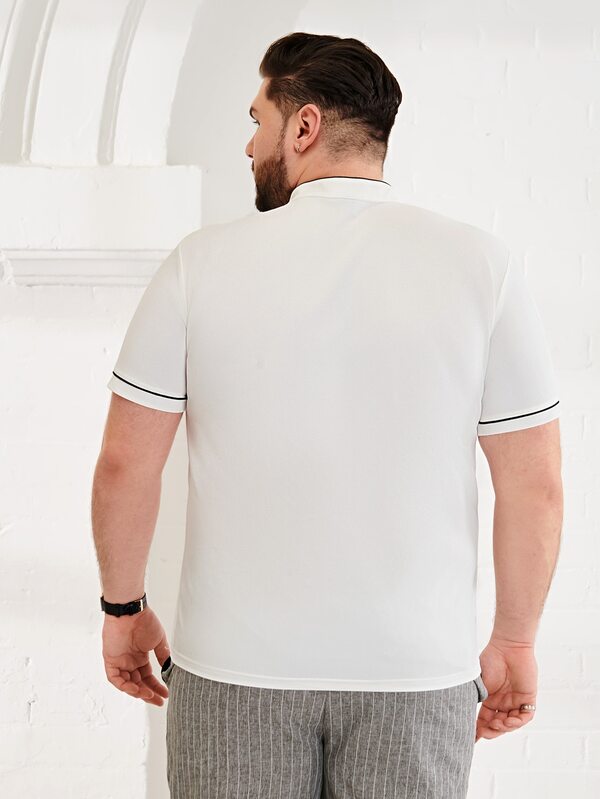 SHEIN Extended Sizes Men Contrast Trim Polo Shirt | SHEIN USA