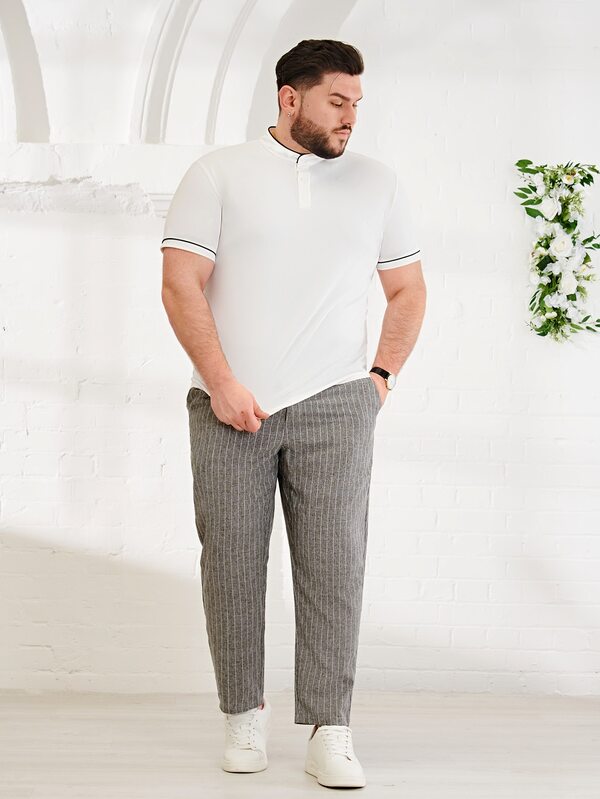 SHEIN Extended Sizes Men Contrast Trim Polo Shirt | SHEIN USA