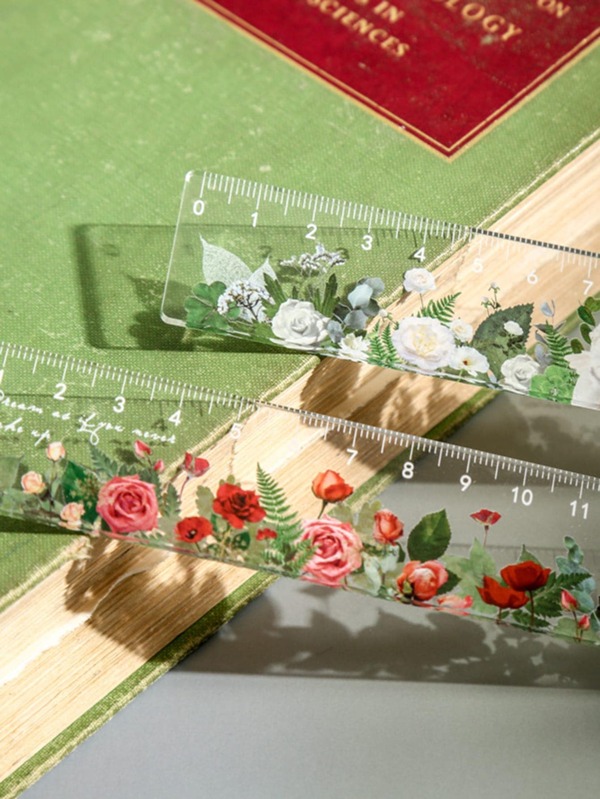 1pc Random Daisy Rose Ruler Multifunction Diy Drawing Tools Student ...