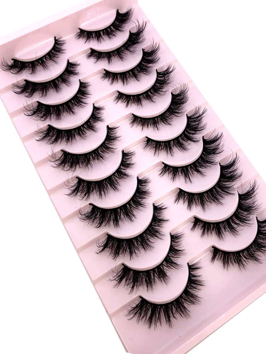 10 Pairs Criss-Cross Dense Natural Faux 3D Mink Lashes, Long Lash ...