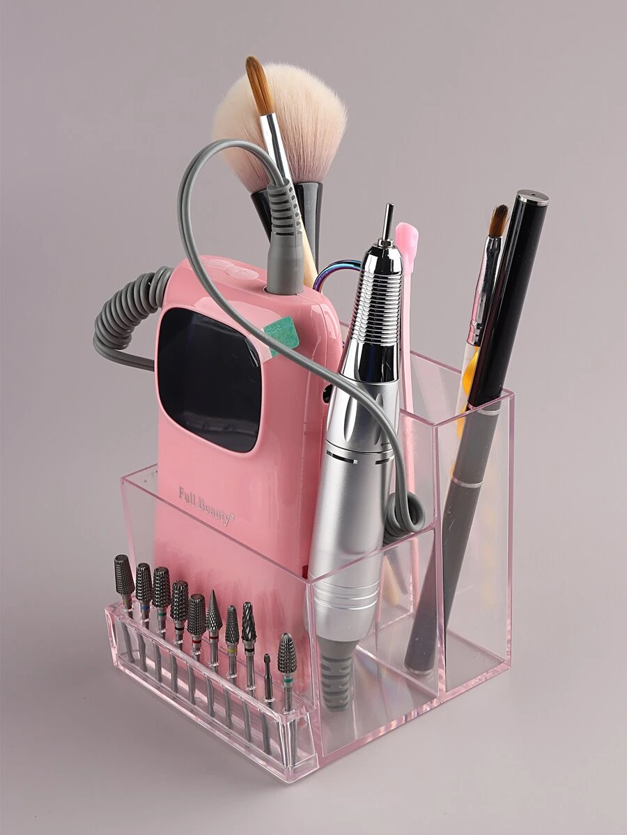 10 Holes Nail Drill Bits Holder, 1pc Makeup Organizer, Mini Nail Drill ...