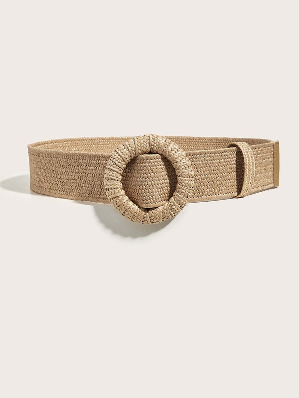 Round Buckle Straw Belt | SHEIN USA