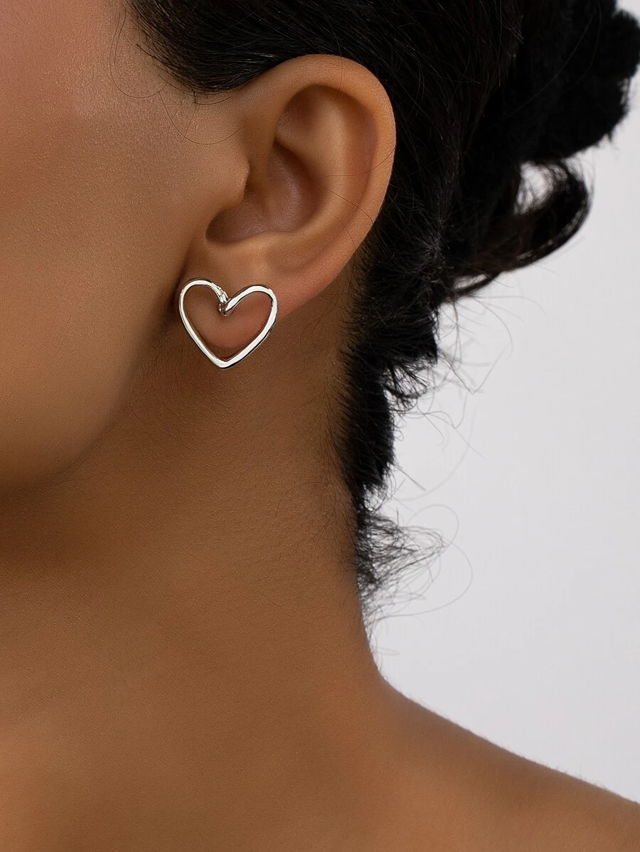 Heart Design Stud Earrings Valentines | SHEIN USA